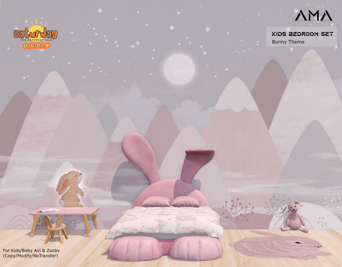 Second Life Marketplace - [AMA] Kids Bedroom Set - Bunny Theme TSS MP SALE